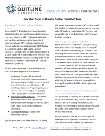 Case Study Series on Changing Quitline Eligibility Criteria ...